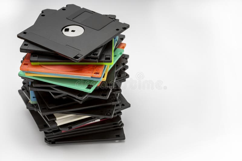 Stack of Floppy Disk on White Background, Retro Digital Storage ...