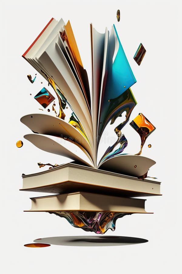 Stack of Flying Books with Levitation on White Background Stock ...