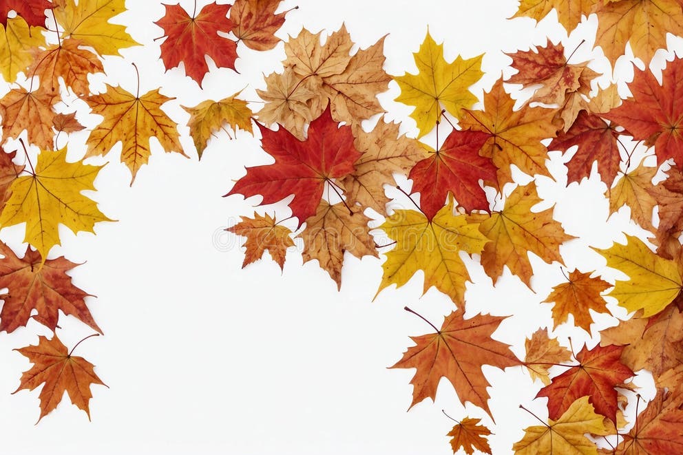 Stack of Flying Maple Leaves in Autumn Isolated on White Background ...