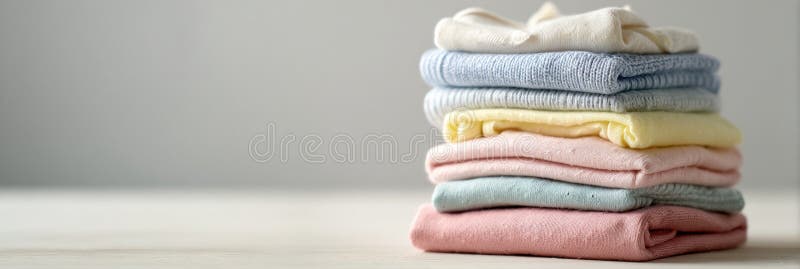 Stack of Folded Baby Clothes Arranged Neatly in a Bright and Open Space ...