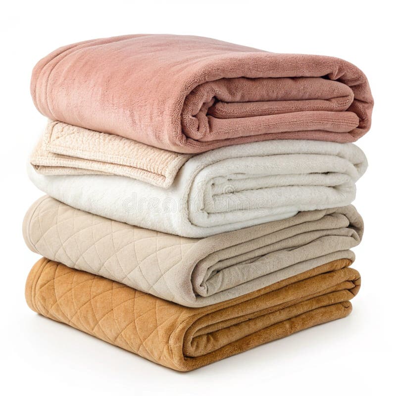 Stack of Folded Blankets on White Background Stock Illustration ...