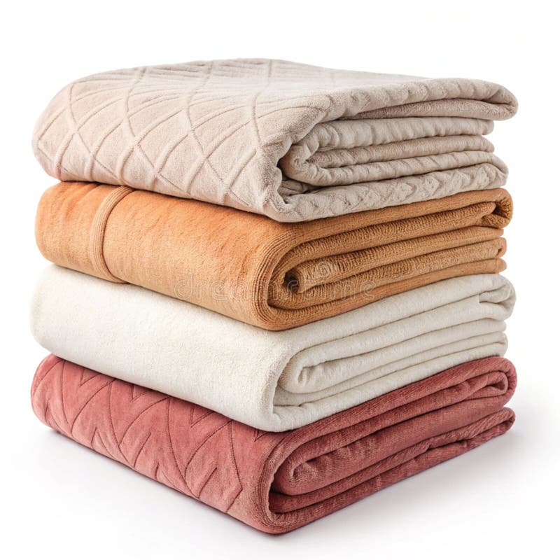Stack of Folded Blankets on White Background Stock Illustration ...