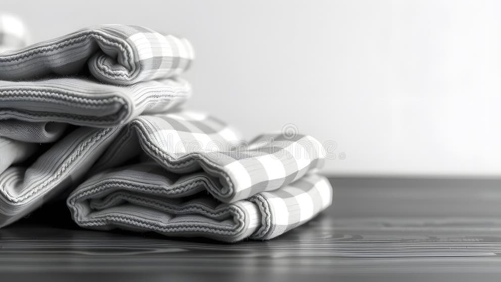 Stack of Folded Checkered Cloth on Surface Stock Illustration ...
