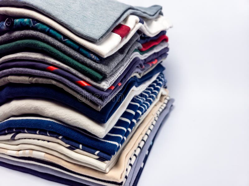Stack of Folded Clean Clothes on a White Background Ready for Use Stock ...