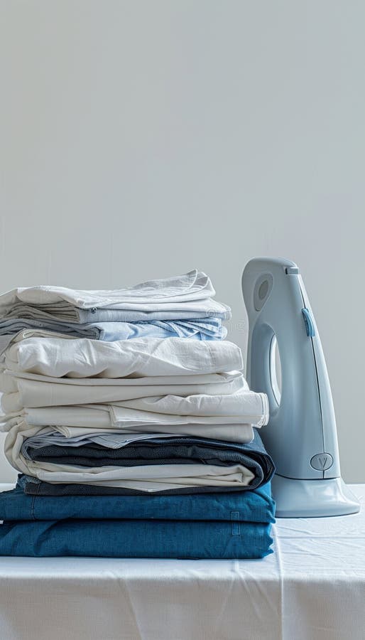 Stack of Folded Clean Sheets, Surgical Clothing and Iron in Industrial ...