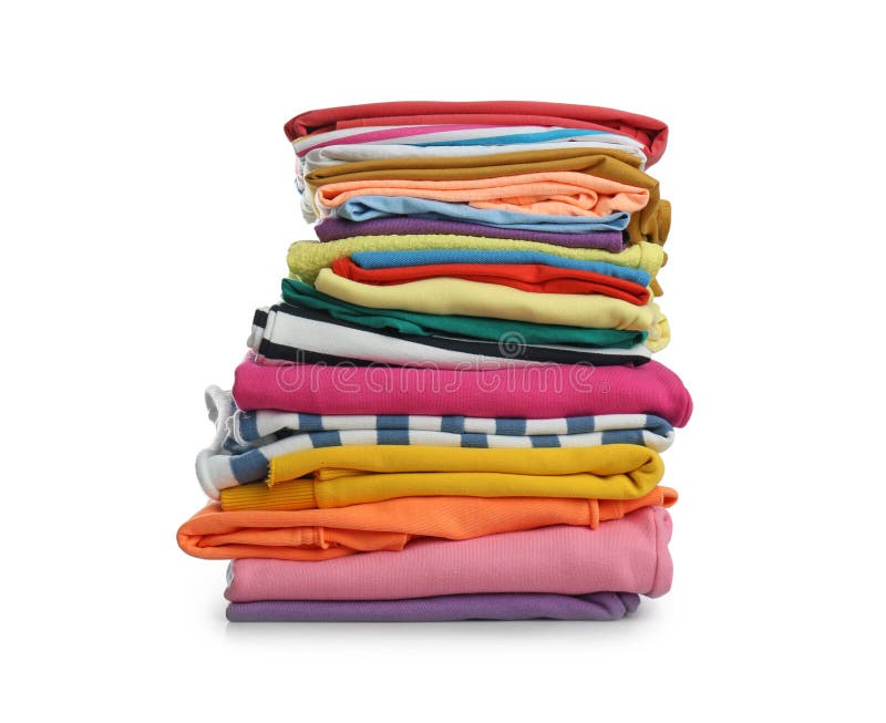 Stack of Folded Clothes Isolated Stock Photo - Image of fashion, color ...