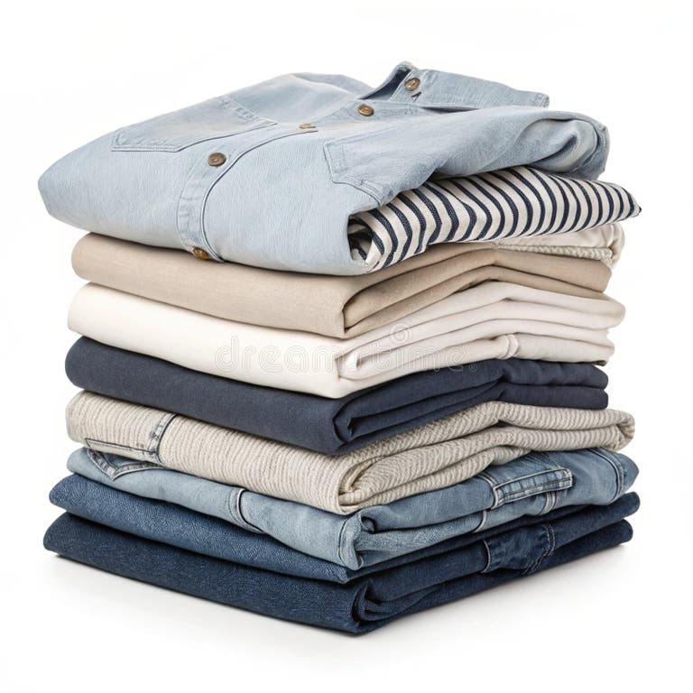 Stack of Folded Clothes Isolated on White Background Stock Illustration ...