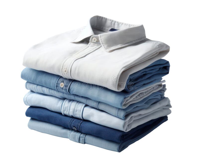 Stack of Folded Clothes. Pile of Clean Shirts Isolated on White ...