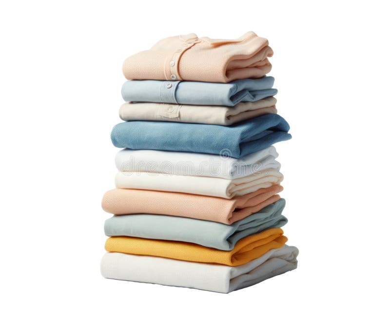 Stack of Clean Folded Shirts on White Background Stock Image - Image of ...