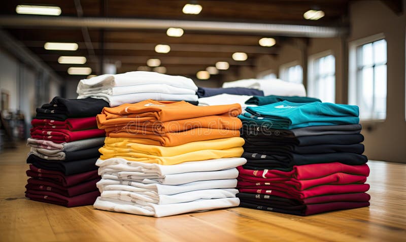 Photo of a Neatly Organized Stack of Folded Clothes on a Rustic Wooden ...