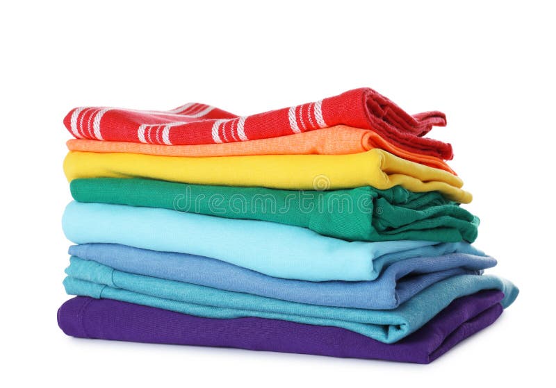 Stack of Folded Clothes on White Stock Photo - Image of laundry ...