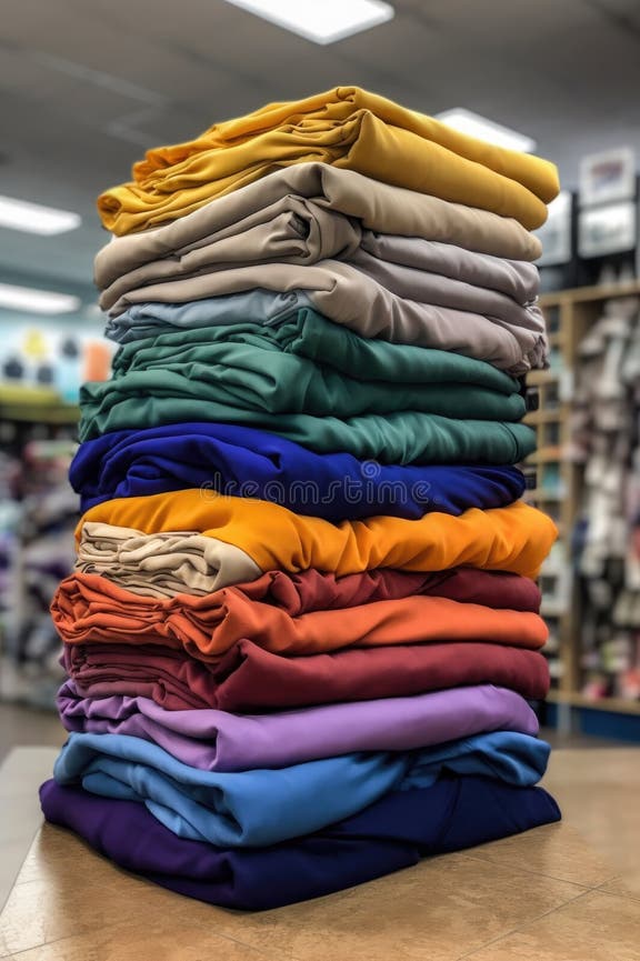 Stack of Folded Clothing in a Retail Store Stock Illustration ...