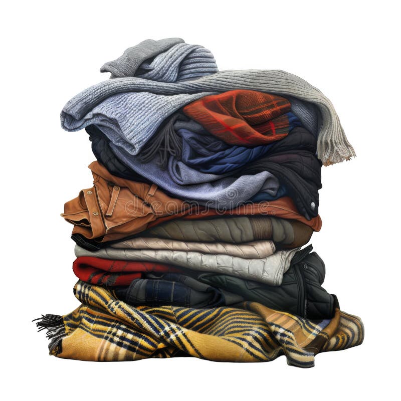 Stack of Folded Clothing on White Background Stock Photo - Illustration ...