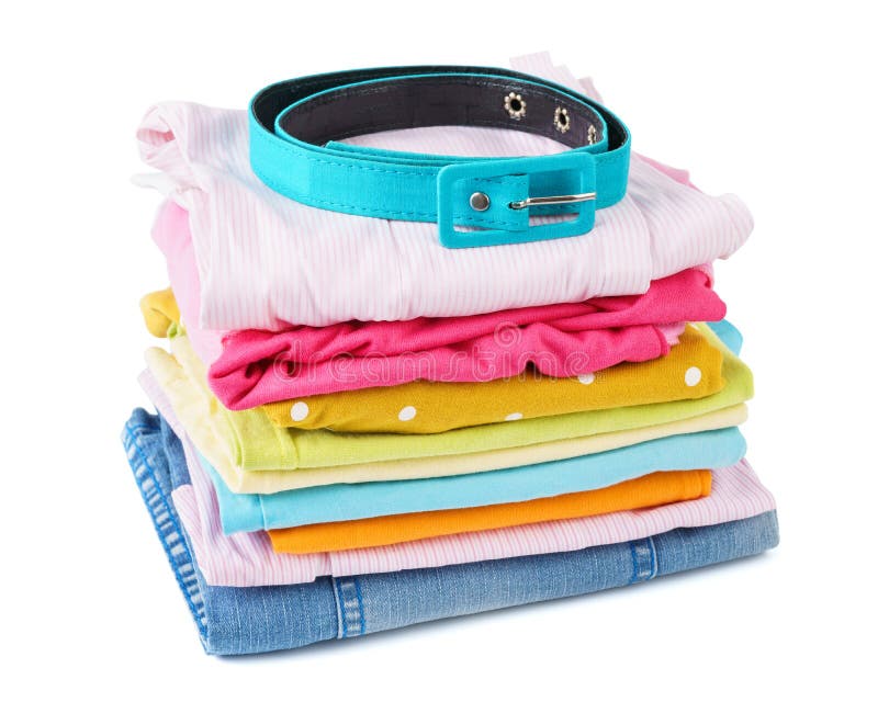 Stack of Folded Colorful Clothes for Children and Teens Stock Photo ...