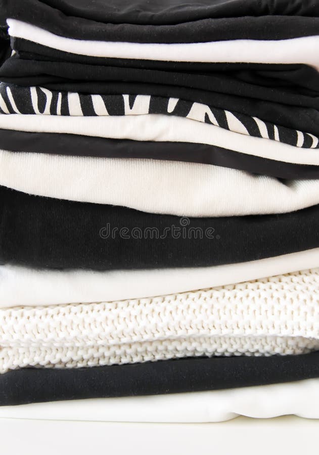Stack of Folded Colorful Clothes. Compact Storage Organizing Stock ...