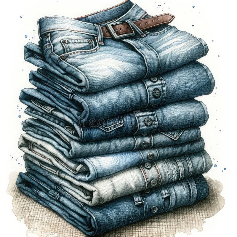 Stack of Folded Denim Pants, Material for Recycling and Reuse ...