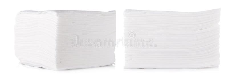 Stack of Folded Disposable Paper Tissues on White Background Stock ...