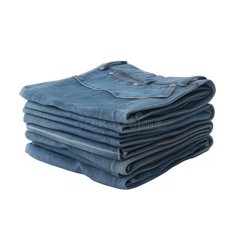 Stack of Folded Empty Jeans on a White Backdrop, Minimalist Stock Image ...