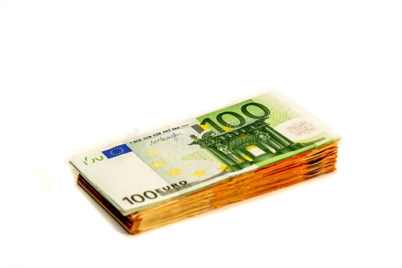 Stack of Folded EU Currency Notes on White Background, Euro, Money ...