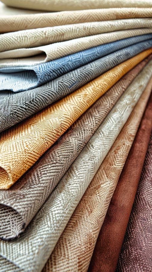 Stack of Folded Fabric Swatches in Various Neutral Tones Stock Photo ...