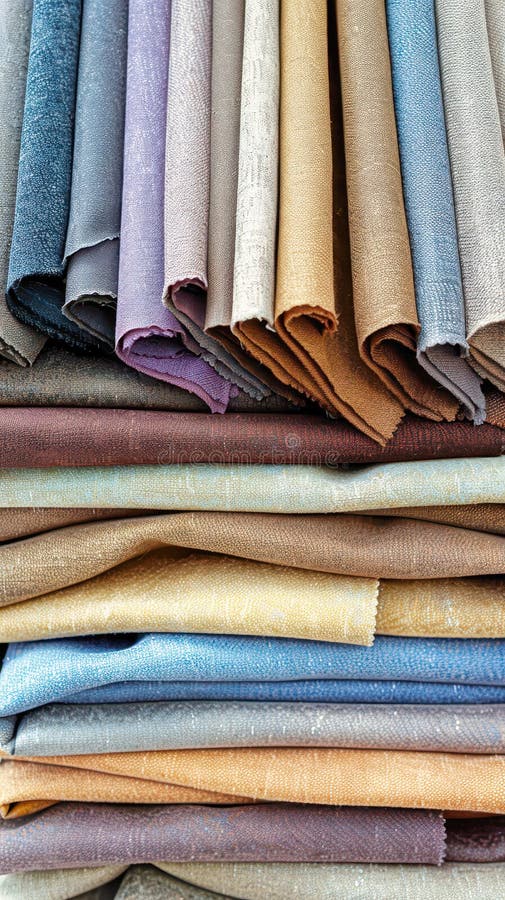 Stack of Folded Fabric Swatches in Various Neutral Tones Stock Photo ...