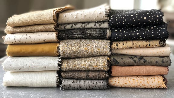 Stack of Folded Fabrics with Various Patterns. Stock Photo - Image of ...