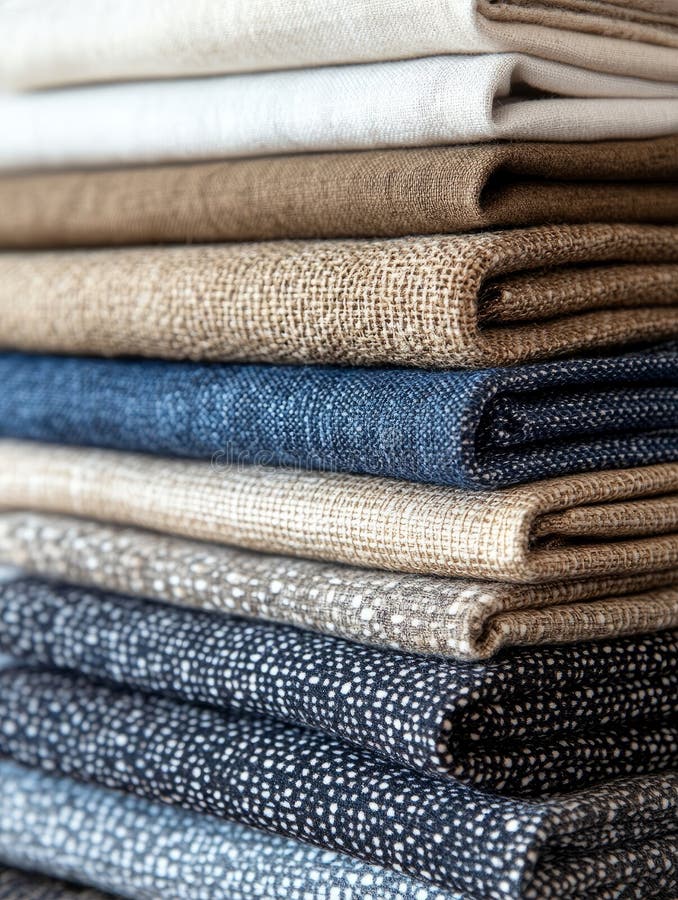 Stack of Folded Fabrics with Various Textures. Stock Photo - Image of ...