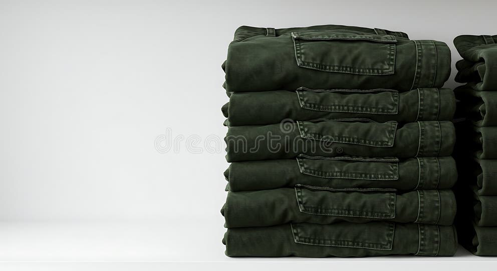 Stack of Folded Green Cargo Pants Stock Illustration - Illustration of ...
