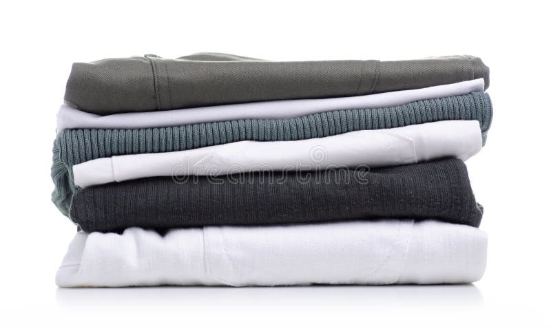 Stack Folded Green White Clothing Stock Image - Image of material ...