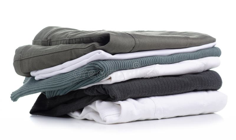 Stack Folded Green White Clothing Stock Image - Image of isolated ...