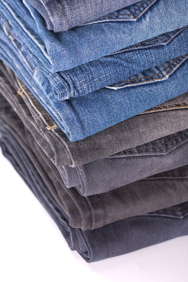 Stack of folded jeans stock image. Image of fashion, apparel - 12678521