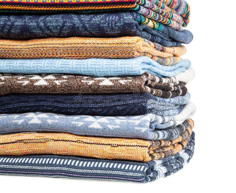 Stack of Folded Knitted Sweaters in a Store Stock Image - Image of ...