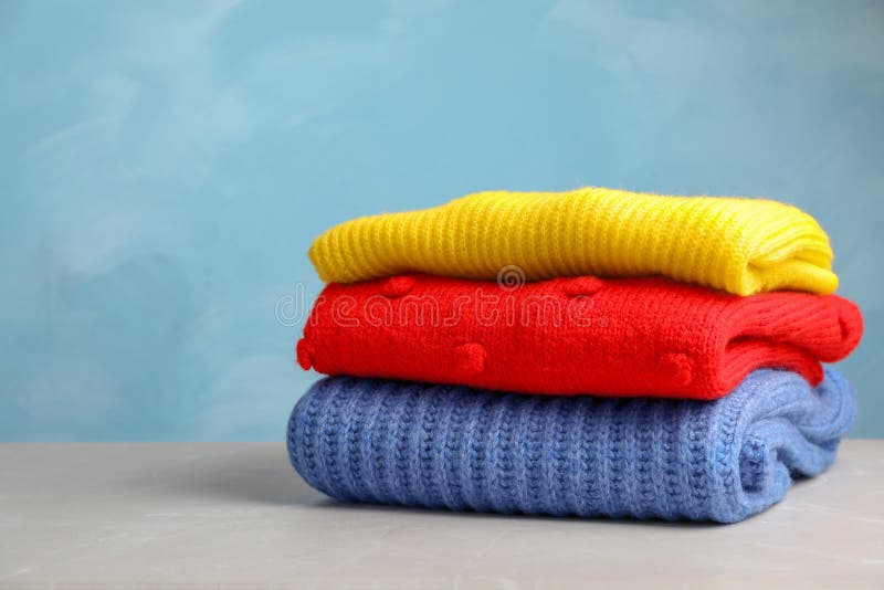 Stack Folded Sweater Clothing Stock Photo - Image of clothes, business ...