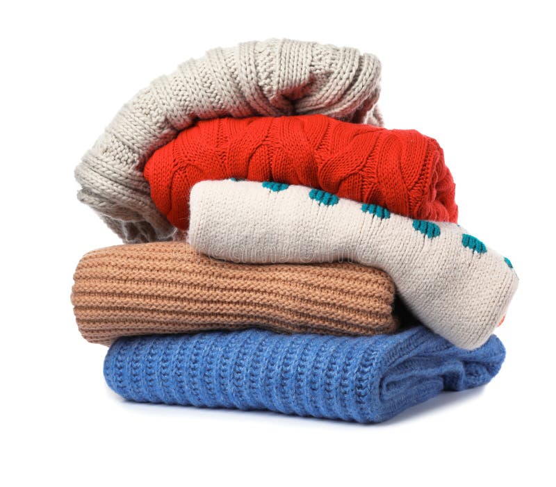 Stack of Folded Knitted Sweaters Stock Photo - Image of shopping ...
