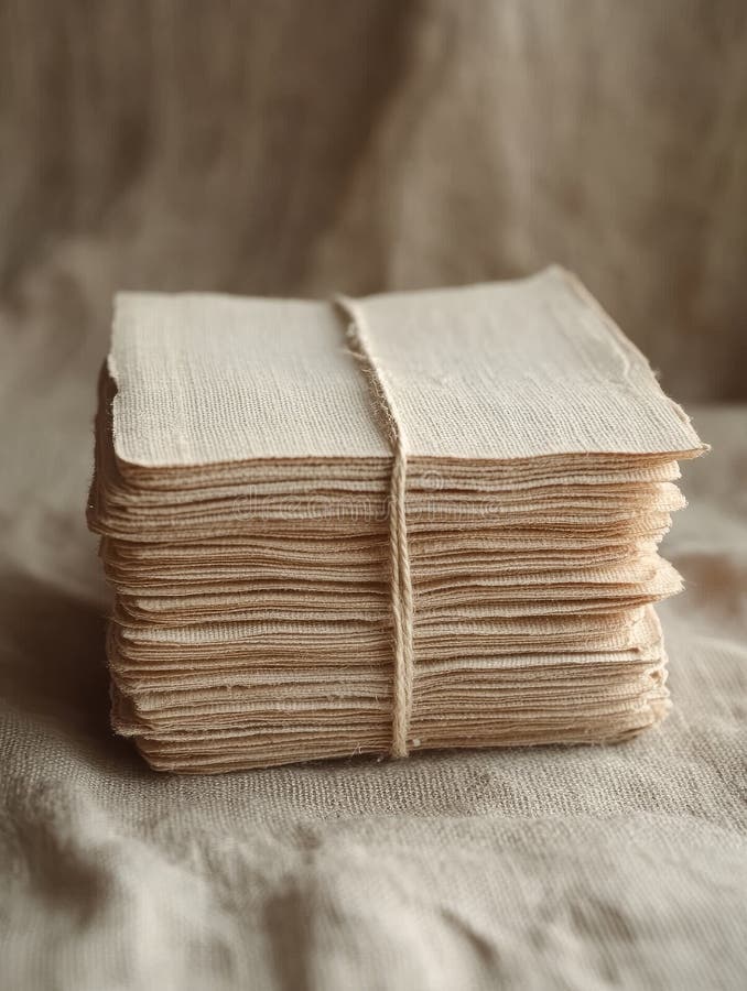 Stack of Folded Linen Cloth on a Rustic Surface. Stock Photo - Image of ...