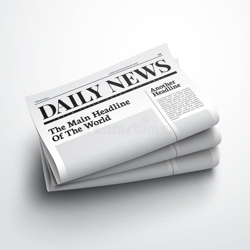 Stack of Folded Newspaper with Headline and Copy Space Stock Vector ...