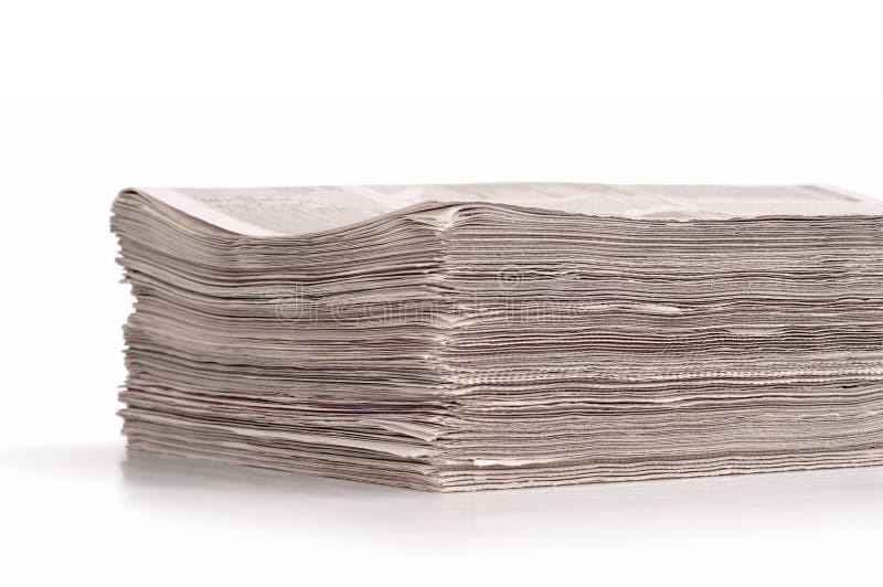 A Stack of Old Newspapers Isolated on White Stock Image - Image of ...