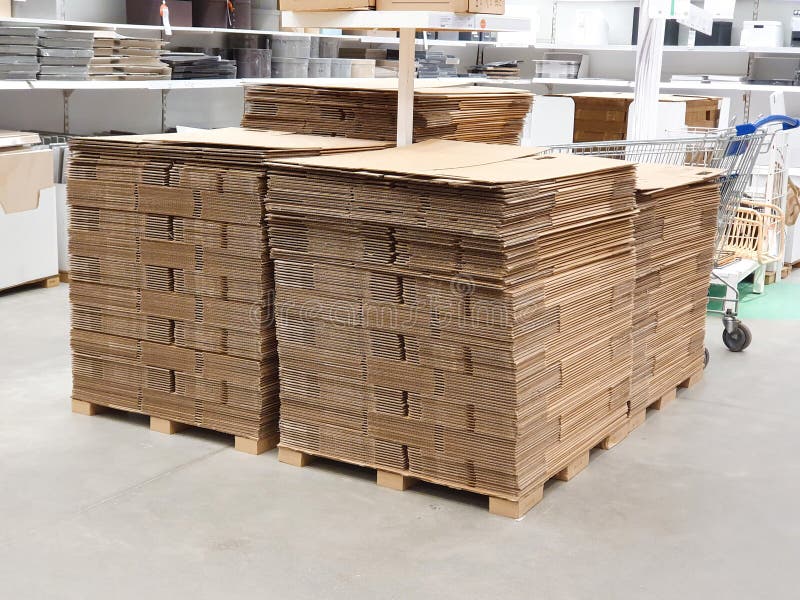 Stack of Folded Paper Box in Warehouse or Hardware Store Stock Image ...