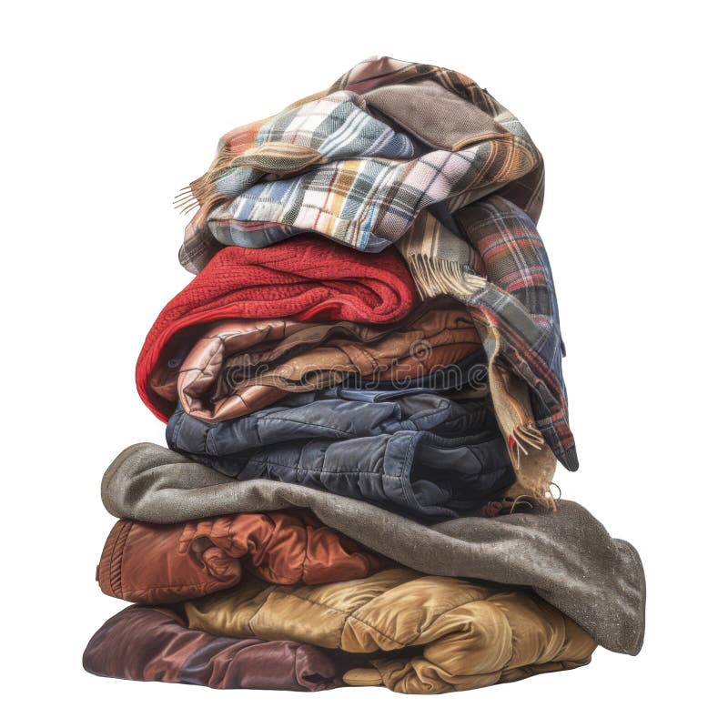 A Stack of Folded Plaid and Solid-Colored Clothing Stock Image ...