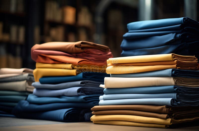 Stack of Folded Shirts on Table Stock Image - Image of organized ...