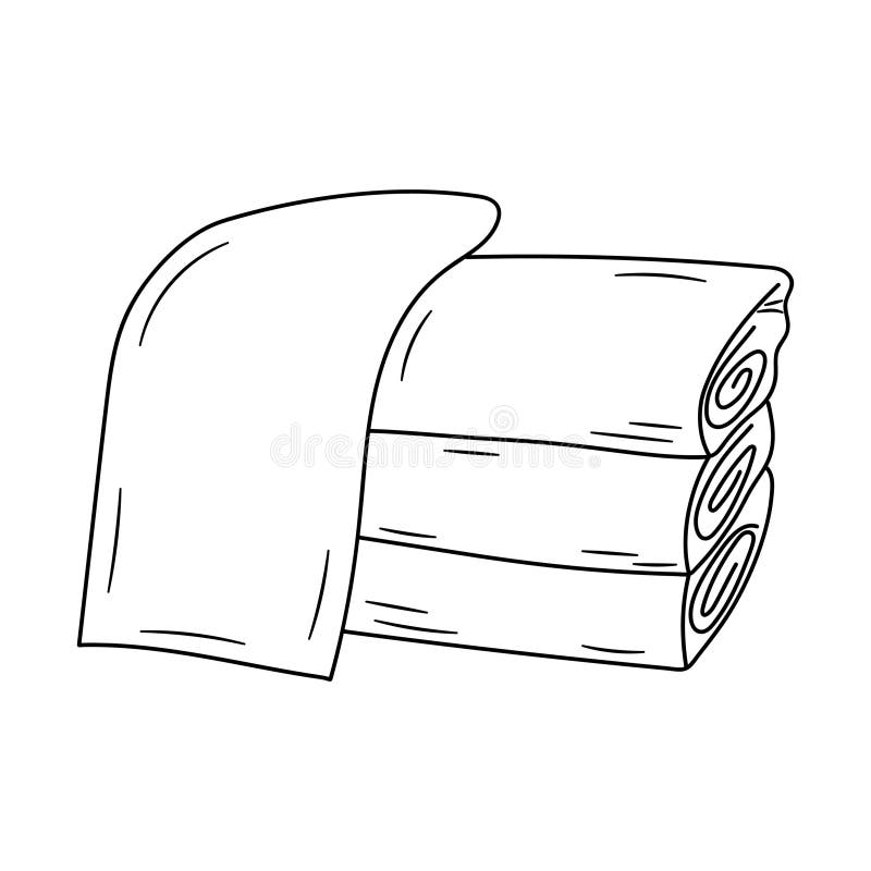 Stack of Folded Towels. Hand Drawn Doodle Vector Illustration Stock ...