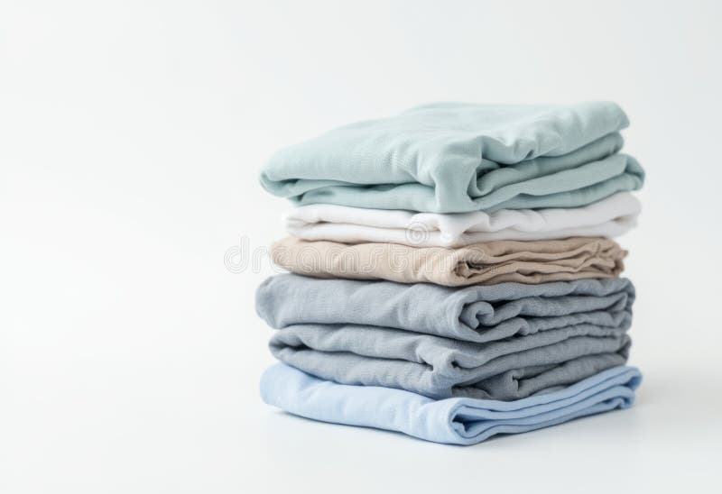 Stack of Folded Towels on White Surface Stock Photo - Image of fabric ...