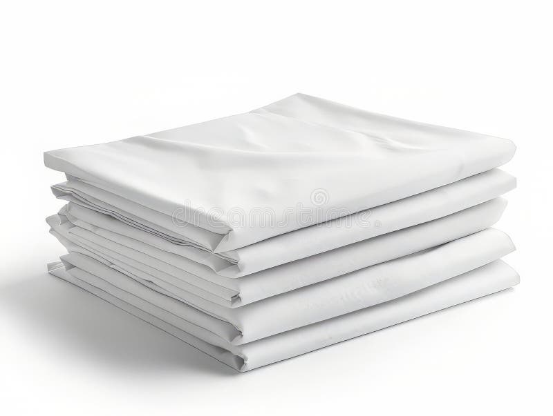 Stack of Folded White Bed Sheets on White Background Stock Photo ...