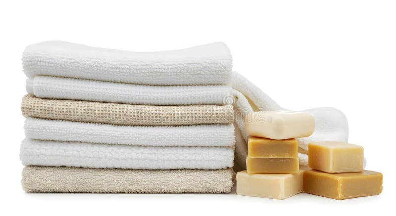 Stack of Towels with Bars of Soap Stock Image - Image of bars, pile ...