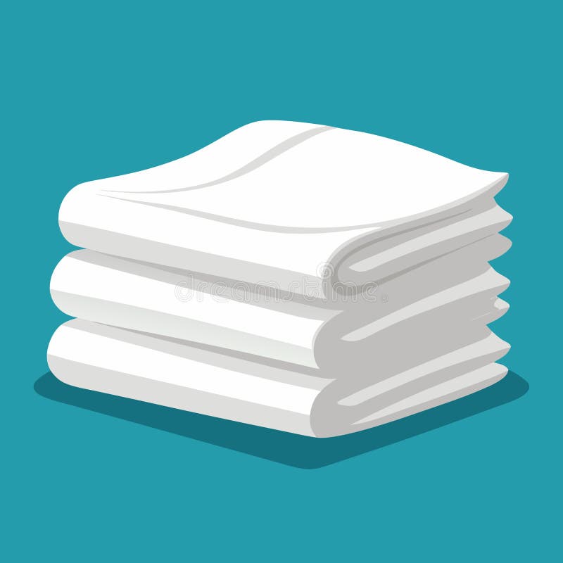 Stack of Folded White Kitchen Towels Isolated on Background. Vector ...