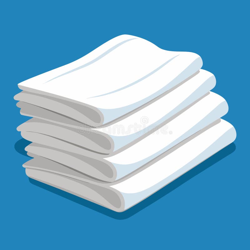 Stack of Folded White Kitchen Towels Isolated on Background. Vector ...