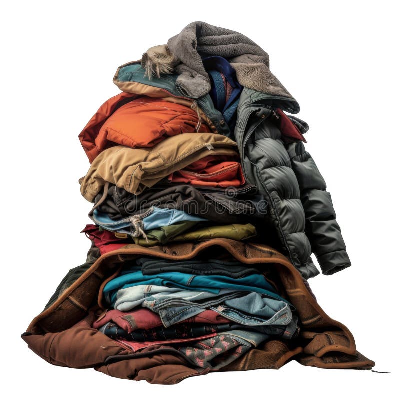 A Stack of Folded Winter Clothes on Black Background Stock Photo ...