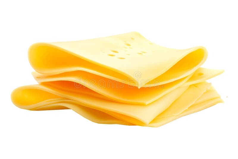 A Stack of Folded Yellow Cheese Slices Isolated on White Background ...