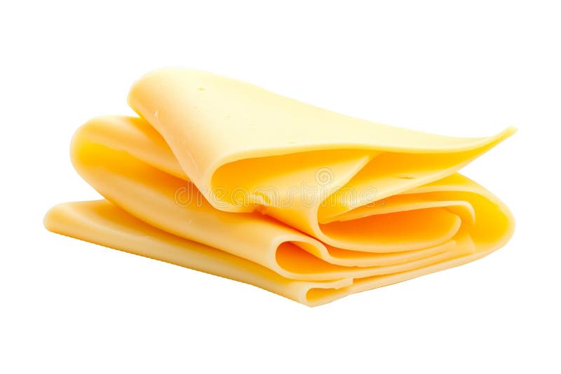 A Stack of Folded Yellow Cheese Slices on White Background. Concept of ...