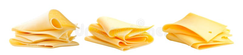 A Stack of Folded Yellow Cheese Slices on White Background. Concept of ...